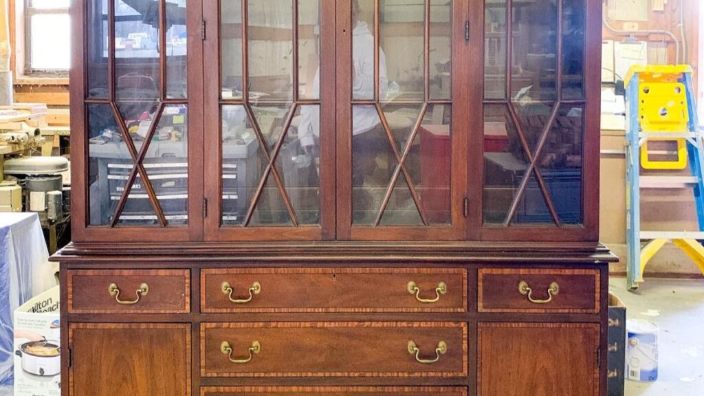 She Painted an Old China Cabinet Green and Made the Wood Shine Like Glass